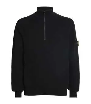 Stone Island Cotton Half-zip Sweater - Black