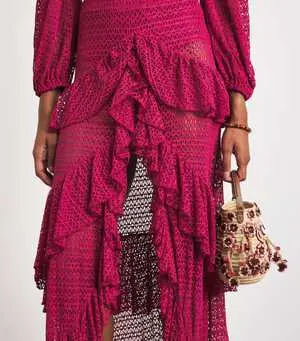 PatBO Crochet Ruffle Maxi Skirt