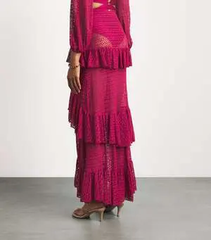 PatBO Crochet Ruffle Maxi Skirt