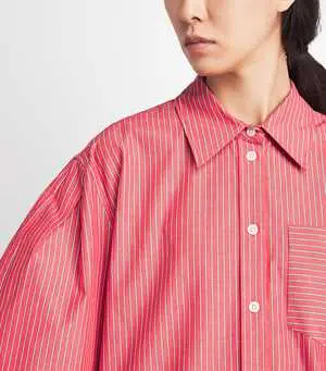 GANNI Cotton Stripe Oxford Shirt With Pleated Sleeves