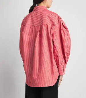 GANNI Cotton Stripe Oxford Shirt With Pleated Sleeves