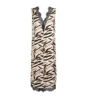 GANNI Zebra-print Midi Dress - Ivory