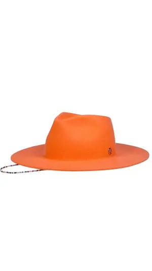 LE TRAP Fedora Hat With Beaded Detailing - Orange