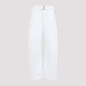 LEMAIRE Twisted Belted Pants Regular & Straight Leg - White