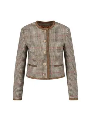 GOLDEN GOOSE Virgin Wool Jacket With Goat Leather Insert - Green
