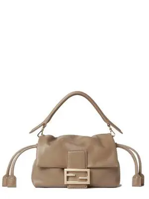 Fendi Mini Lamb Leather Crossbody Bag, 16 Cm - Grigio