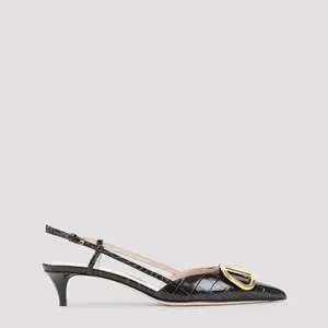 Valentino Garavani Leather Slingback Mules With 4cm Heel - Brown