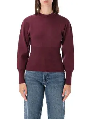 ANINE BING Ribbed Knit V-neck Sweater - Viola