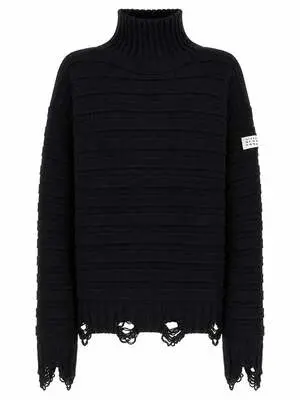 MAISON MARGIELA High Neck Distressed Pullover Sweater