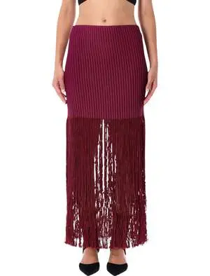 Alaïa High-rise Ribbed Knit Fringed Skirt - Viola
