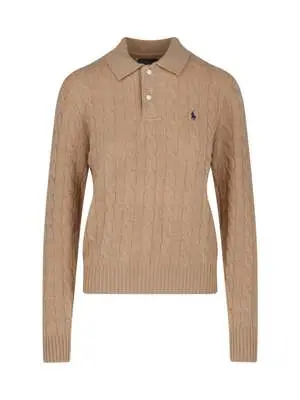 Polo Ralph Lauren Cable Knit Wool & Cashmere Polo Sweater