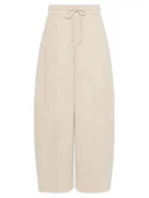 Max Mara Technical Cotton T-shirt Trousers With Elastic Drawstring Waist And Slant Pockets - Beige