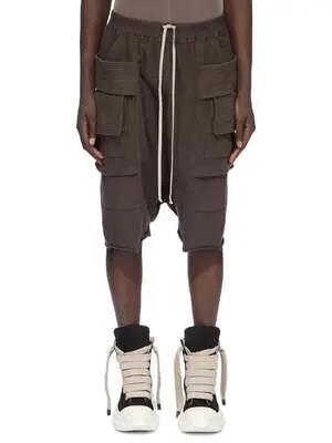 Rick Owens Cargo Bermuda Shorts With Drop Crotch And Drawstring Waist - Grigio