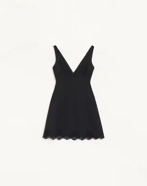 Valentino Garavani Crepe Couture Short Dress With Lace Trim