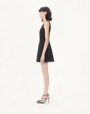 Valentino Garavani Crepe Couture Short Dress With Lace Trim