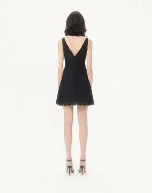 Valentino Garavani Crepe Couture Short Dress With Lace Trim