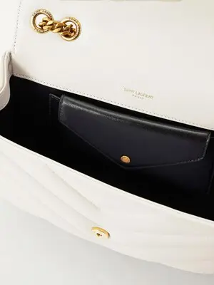 Saint Laurent Loulou Small Matelassé Leather Shoulder Bag - White