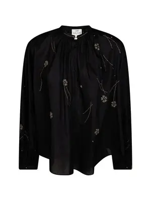 FORTE_FORTE Embroidered Cotton Blouse - Black
