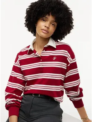Tommy Hilfiger Script Monogram Striped Rugby Sweatshirt