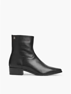 Tommy Hilfiger Leather Ankle Boots With Block Heel