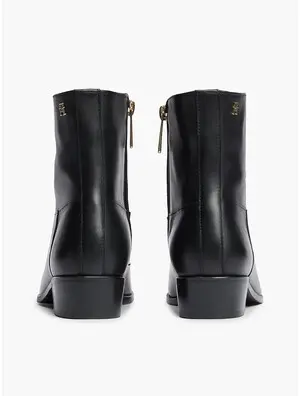Tommy Hilfiger Leather Ankle Boots With Block Heel