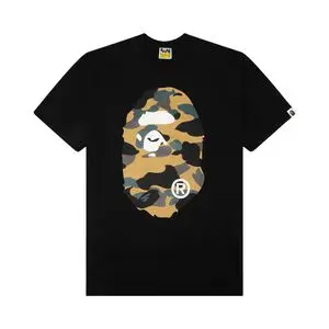 A BATHING APE 1st Camo Big Ape Head Tee /yellow - Black