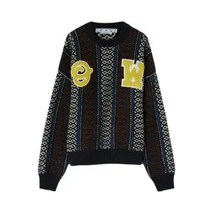 Off-White Ow Baja Chunky Knit Crewneck /yellow - Blue
