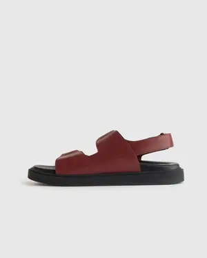 Quince Italian Leather Double Buckle Slingback Sandal - Merlot