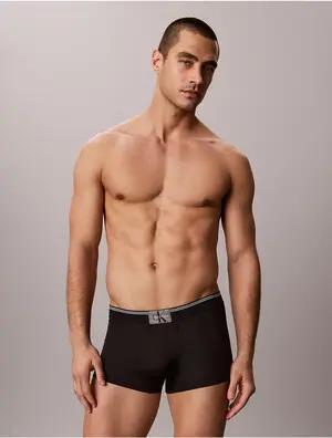 Calvin Klein Graphic Monogram Microfiber Stretch Rib Low Rise Trunk - Black
