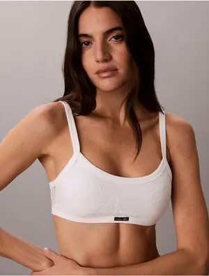 Calvin Klein Icon Stretch Lace Lightly Lined Bralette - White