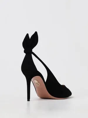 AQUAZZURA Suede Slingback Pumps With Bow Detail