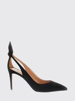 AQUAZZURA Suede Slingback Pumps With Bow Detail - Black
