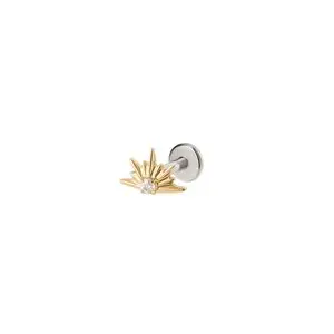 VANCHI Sunburst Threadless Flat Back Titanium Cartilage Stud - Gold