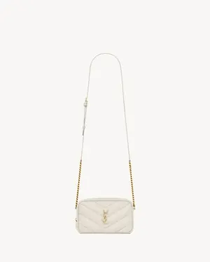 Saint Laurent Loulou Mini Camera Bag In Lambskin - White