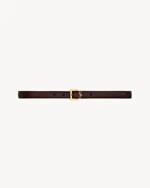 Saint Laurent Cassandre Thin Belt In Smooth Leather - Mountain Rock