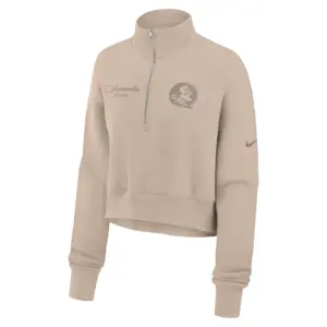 Nike Florida State Neutral Stance Collection Phoenix College Oversized Cropped 1/4-zip Crew - Brown
