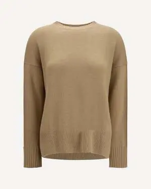 ALLUDE Cashere Crewneck Sweater Feale - Beige