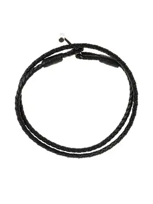 TOM FORD Braided Leather Bracelet With T-clasp