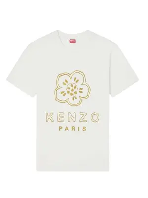 Kenzo Slim-fit Cotton T-shirt With "boke Flower" Embroidery - White