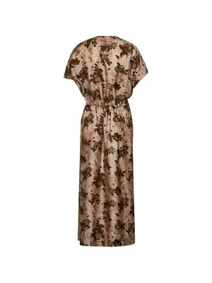 UMA WANG Printed V-neck Short Sleeve Maxi Dress