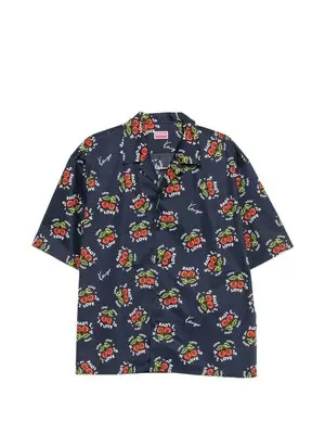 Kenzo Short-sleeved Shirt With Cherry Print - Blue