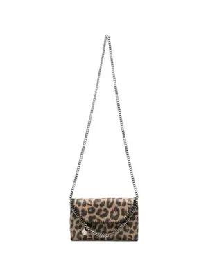 Stella McCartney Stella McCartney Leopard-Print Falabella Shoulder Bag Brown