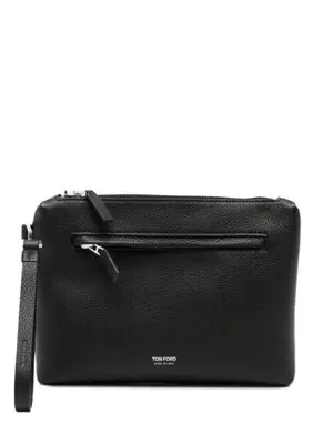 TOM FORD Grained Leather Pouch - Black