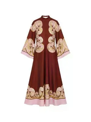 La DoubleJ Magnifico Swirl-print Silk Twill Maxi Dress
