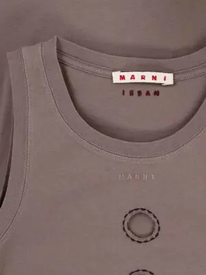 Marni Printed Cotton Tank Top - Taupe