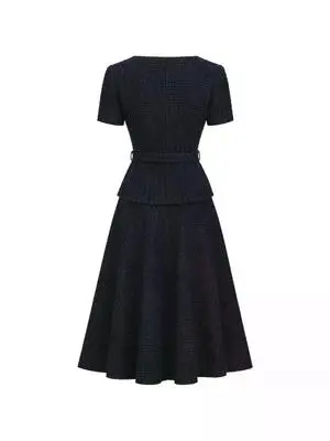 SELF-PORTRAIT Navy Boucle Tailored Midi Dress
