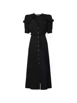 Alessandra Rich Ruffled Silk-jacquard Midi Dress - Black