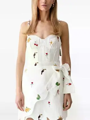 Farm Rio Embroidered Mini Dress - White