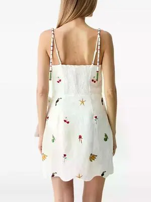 Farm Rio Embroidered Mini Dress - White