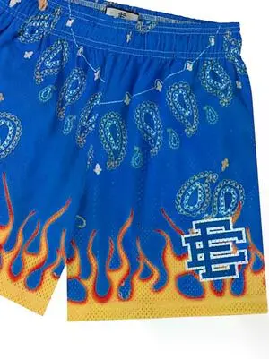 ERIC EMANUEL Ee Basic Paisley And Flame-print Basic Shorts - Blue